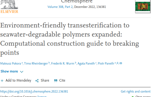 Environment-friendly transesterification to seawater-degradable ... Environment-friendly transesterification to seawater-degradable ...